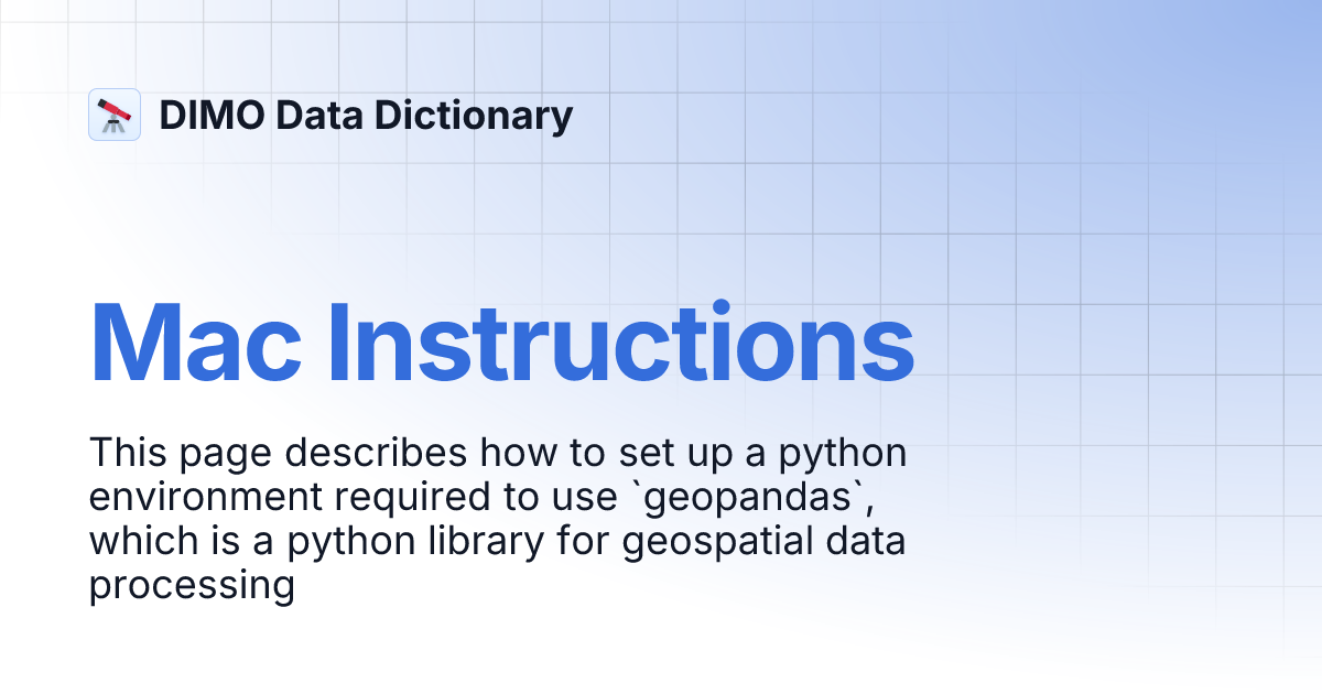 Mac Instructions | DIMO Data Dictionary